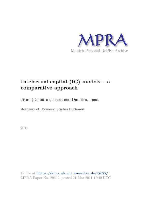 (PDF) Intellectual Capital (Ic) Models – a Comparative Approach
