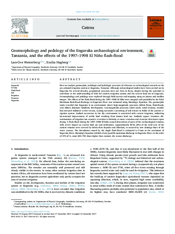 (PDF) Geomorphology and pedology of the Engaruka archaeological ...