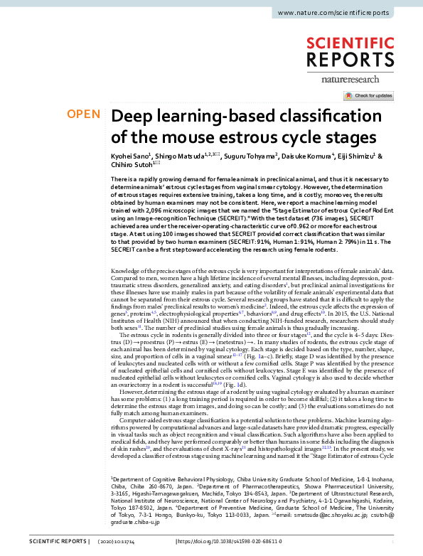 (PDF) Deep learning-based classification of the mouse estrous cycle ...