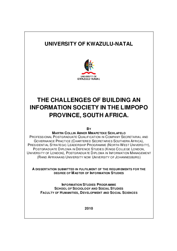 (PDF) The challenges of building an information society in the Limpopo ...