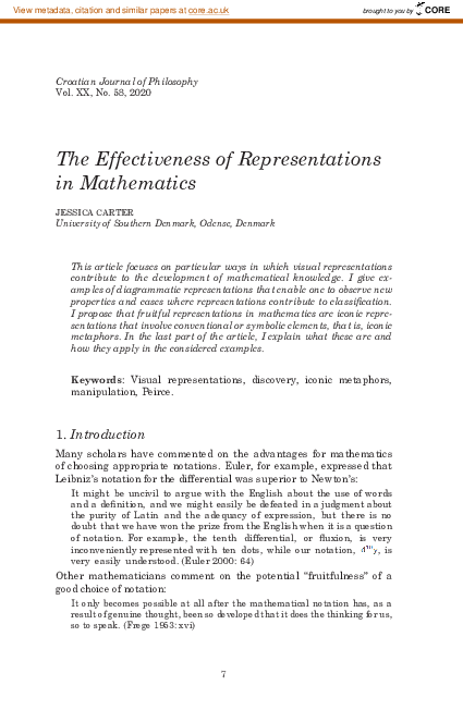 (PDF) The Effectiveness of Representations in Mathematics