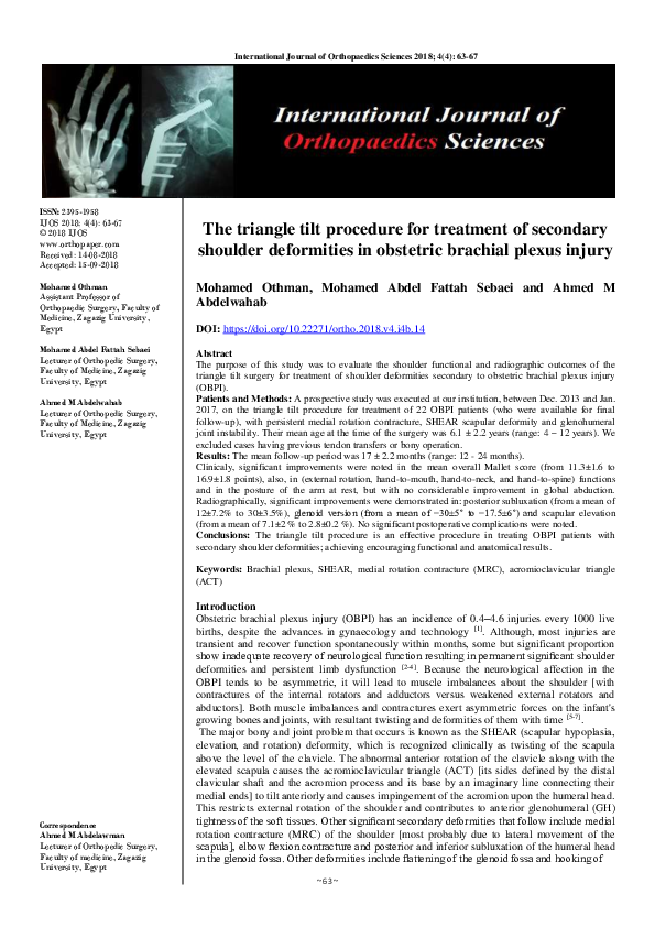 (PDF) The triangle tilt procedure for treatment of secondary shoulder ...