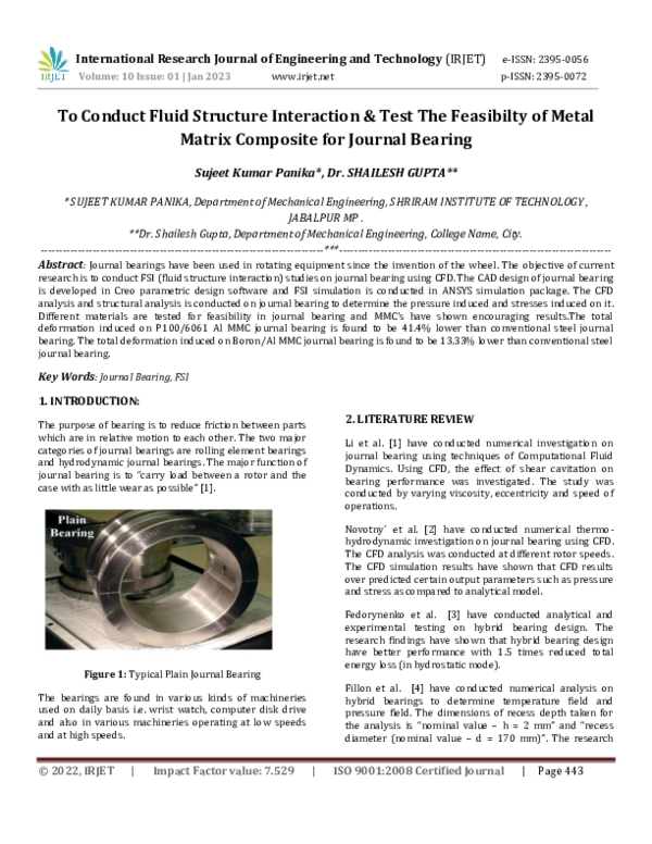 Pdf To Conduct Fluid Structure Interaction And Test The Feasibilty Of Metal Matrix Composite For