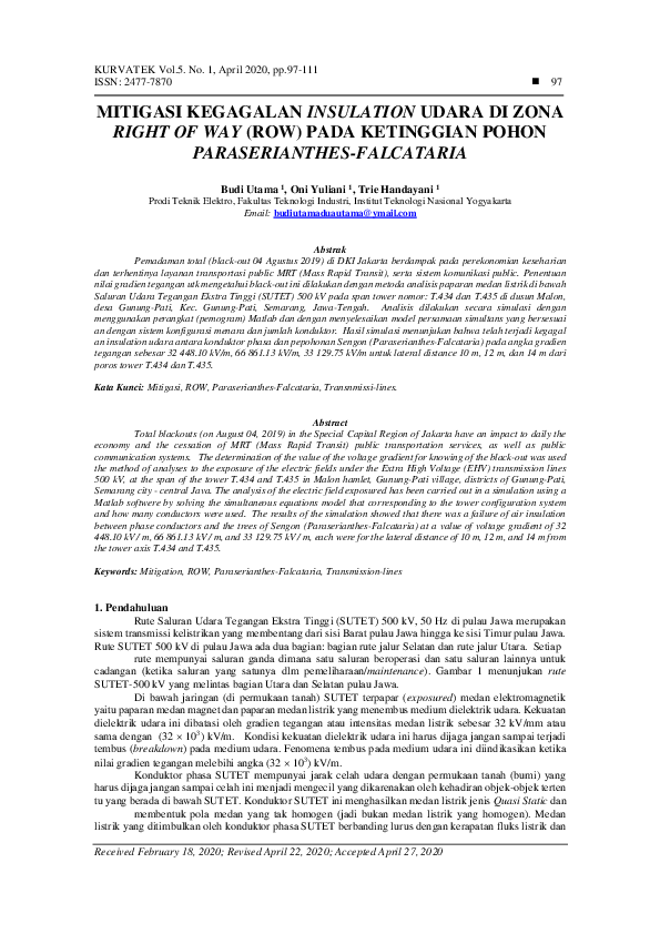 (PDF) Mitigasi Kegagalan Insulation Udara DI Zona Right of Way (Row ...