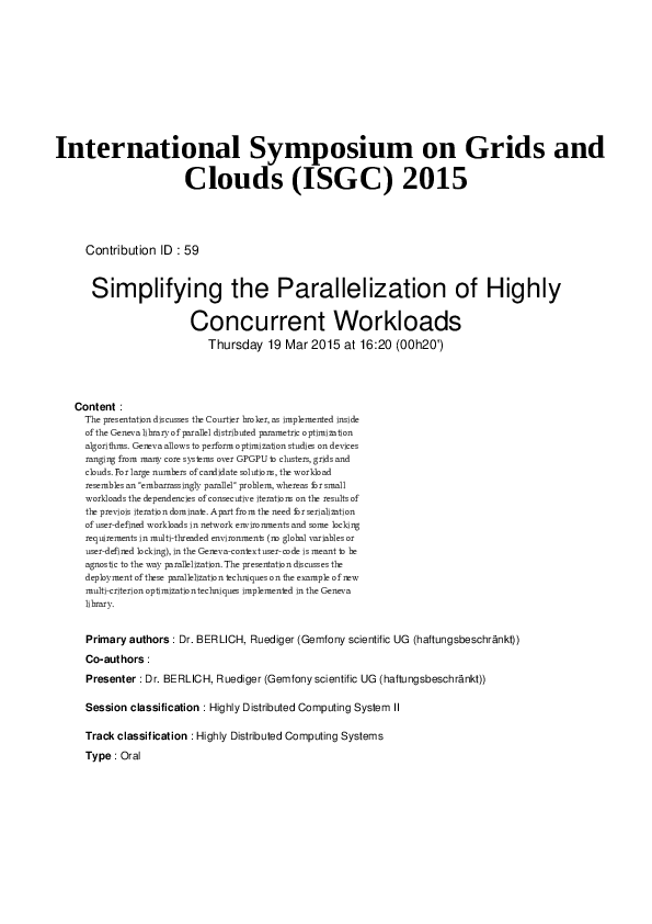 (PDF) Simplifying the Parallelization of Highly Concurrent Workloads