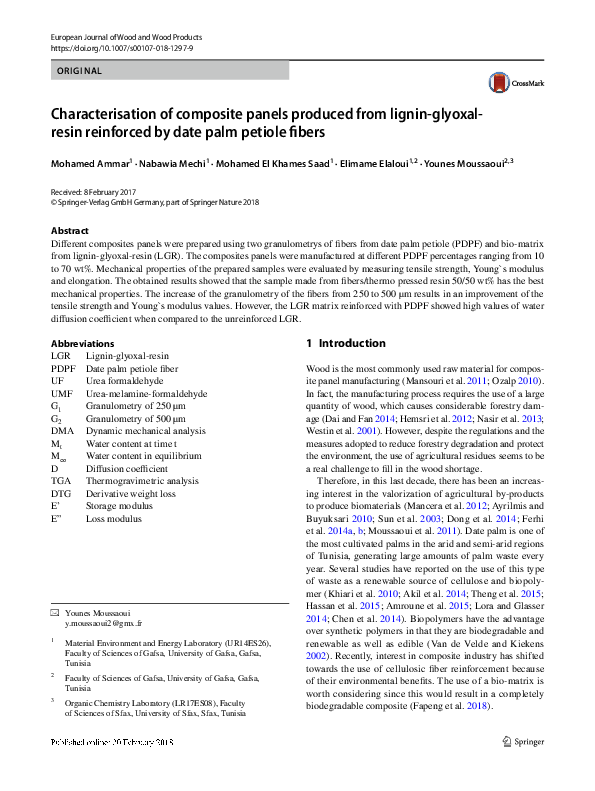 (PDF) Characterisation of composite panels produced from lignin-glyoxal ...