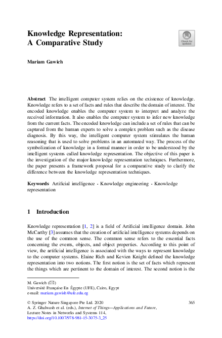 (PDF) Knowledge Representation: A Comparative Study