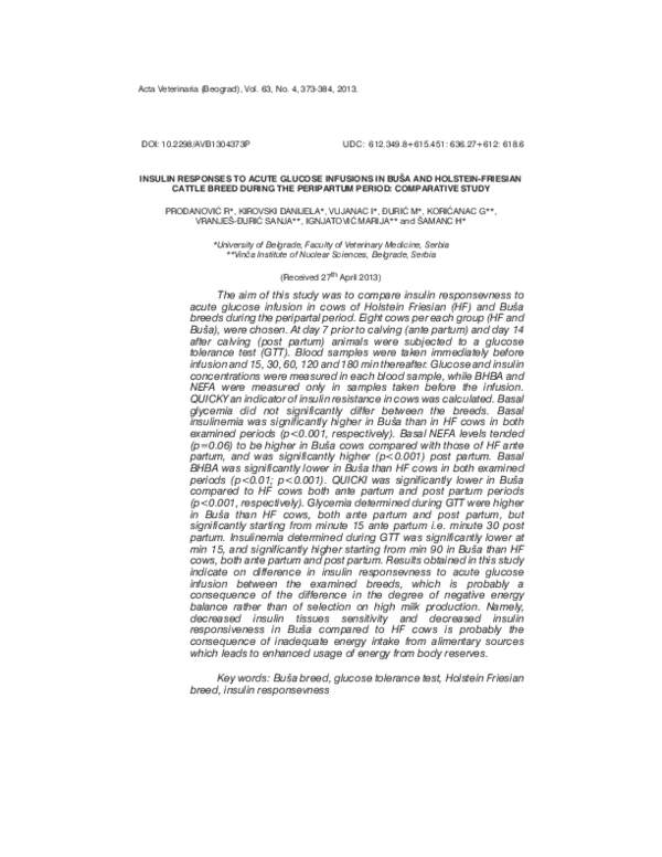 (PDF) Insulin responses to acute glucose infusions in Busa and Holstein ...
