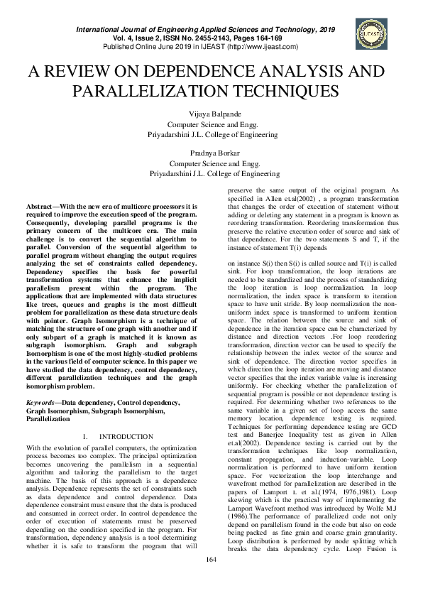 (PDF) A Review on Dependence Analysis and Parallelization Techniques
