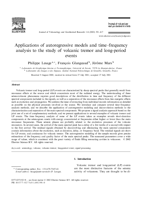 (PDF) Applications of autoregressive models and time–frequency analysis ...