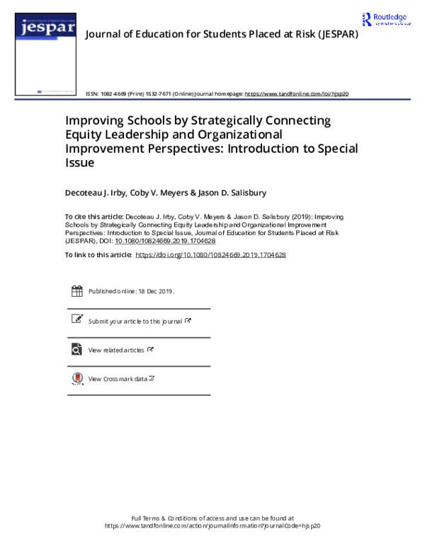 (PDF) Improving Schools by Strategically Connecting Equity Leadership ...