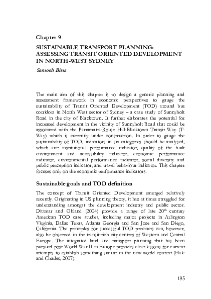 (PDF) Sustainable Transport Planning: Assessing Transit Oriented ...