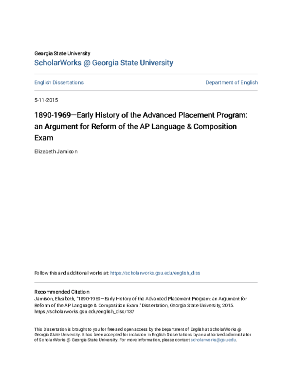 (PDF) 1890-1969—Early History of the Advanced Placement Program: an ...