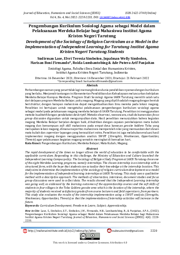 (PDF) Pengembangan Kurikulum Sosiologi Agama sebagai Model dalam ...
