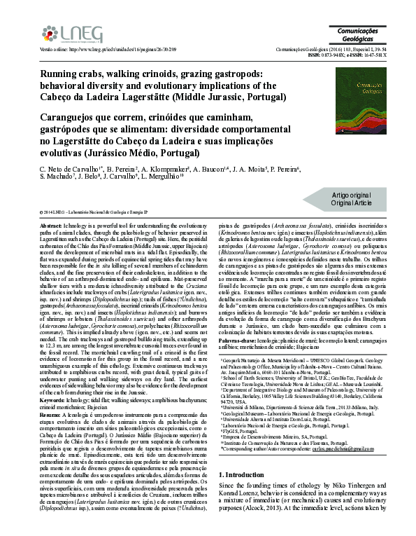 (PDF) Running crabs, walking crinoids, grazing gastropods: behavioral ...