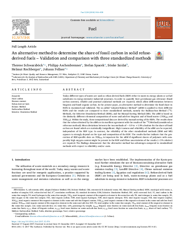(PDF) An alternative method to determine the share of fossil carbon in ...