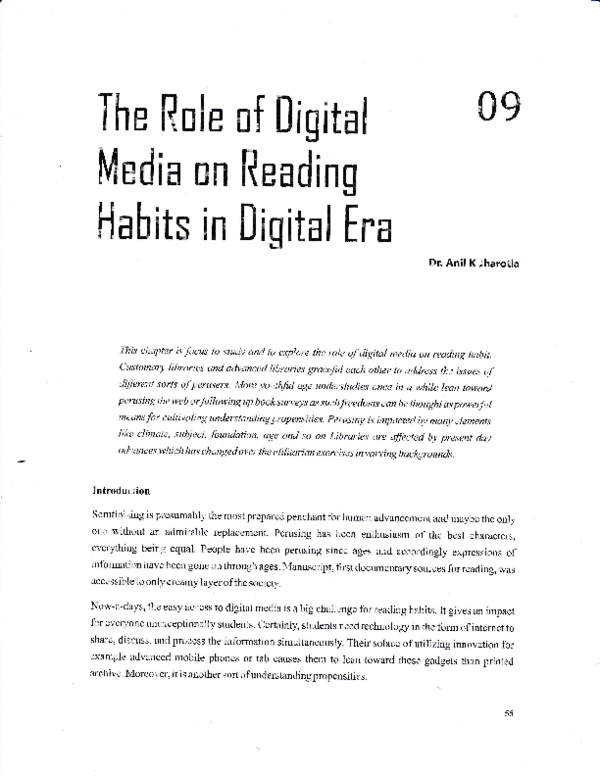 (PDF) The Role of Digital Media on Reading Habits in digital Era