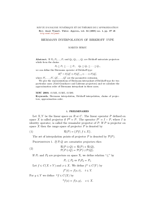 (PDF) Biermann interpolation of Birkhoff type