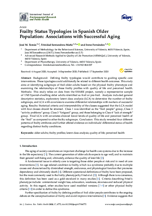 (PDF) Frailty Status Typologies in Spanish Older Population ...