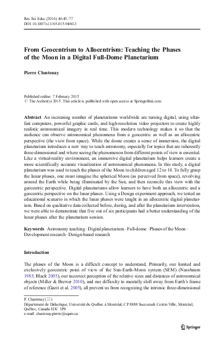 (PDF) From Geocentrism to Allocentrism: Teaching the Phases of the Moon ...