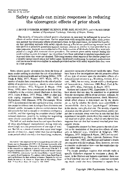 (PDF) Safety signals can mimic responses in reducing the ulcerogenic ...