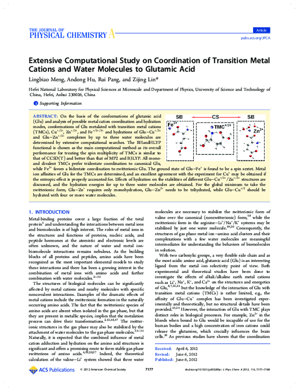 (PDF) Extensive Computational Study on Coordination of Transition Metal ... (PDF) Extensive Computational Study on Coordination of Transition Metal ...