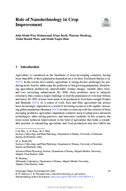 (PDF) Role of Nanotechnology in Crop Improvement