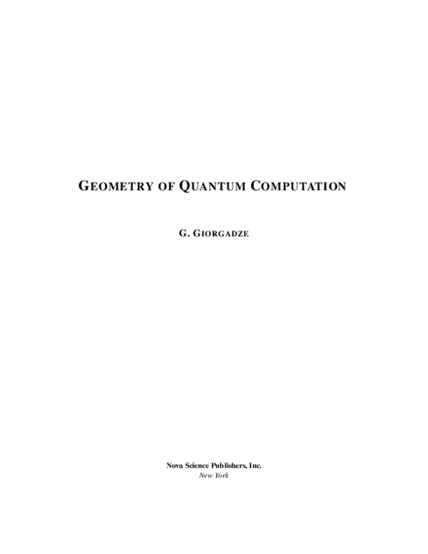 (PDF) Geometry of quantum computation