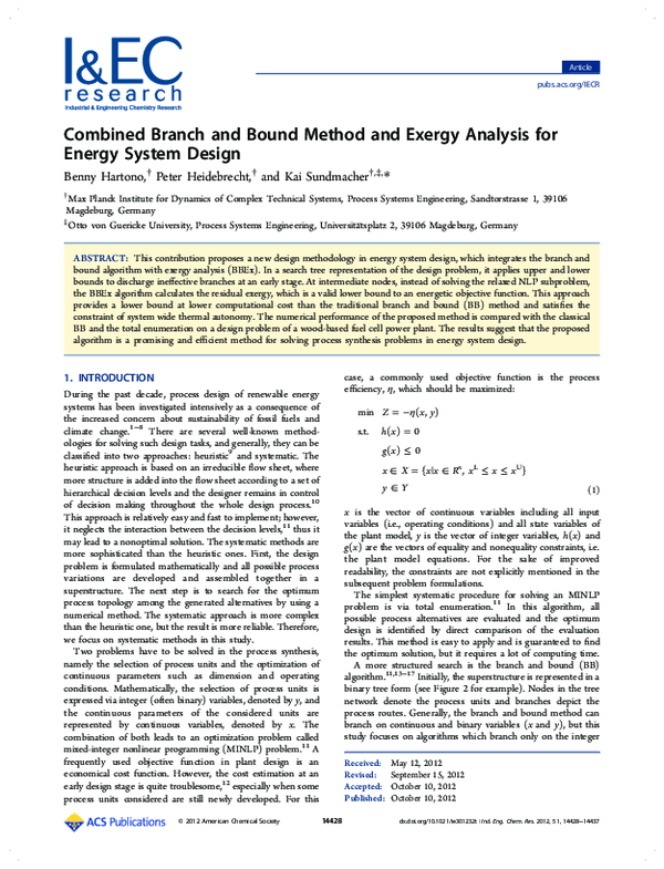 (PDF) Combined Branch and Bound Method and Exergy Analysis for Energy System Design | benny ...