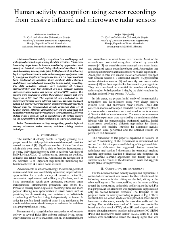 (PDF) Human activity recognition using sensor recordings from passive infrared and microwave ...