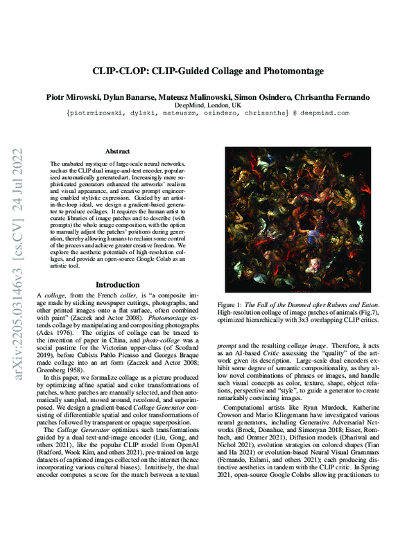 (PDF) CLIP-CLOP: CLIP-Guided Collage and Photomontage
