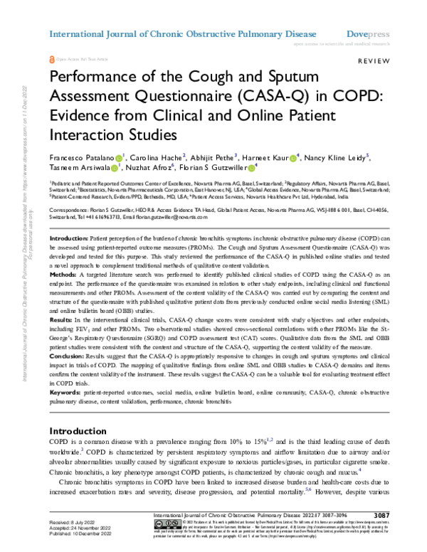 (PDF) Performance of the Cough and Sputum Assessment Questionnaire ...