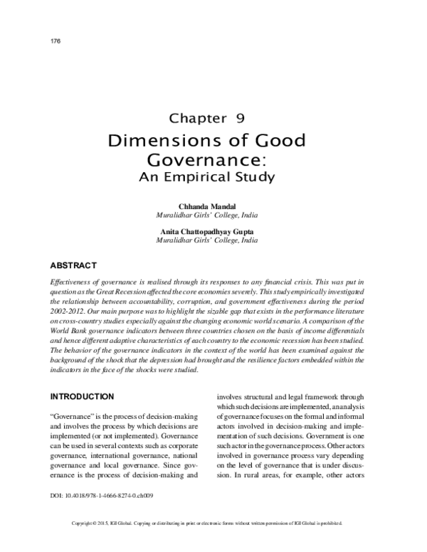(PDF) Dimensions of Good Governance