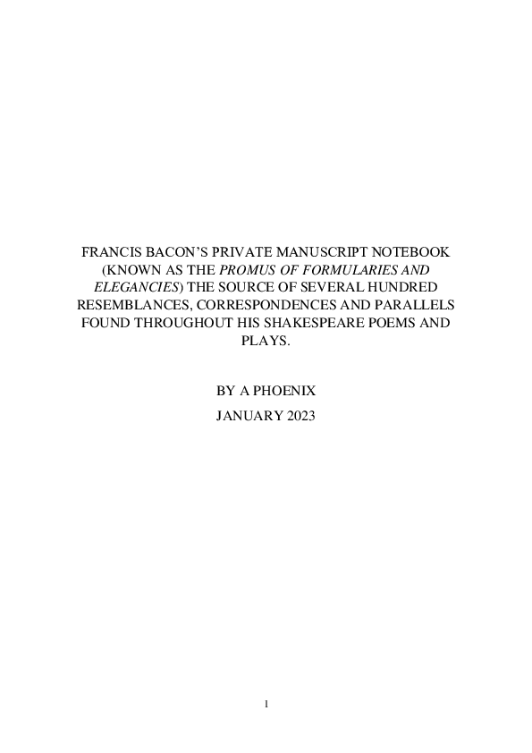 (PDF) Francis Bacon's Private Manuscript Notebook (Known as the Promus ...