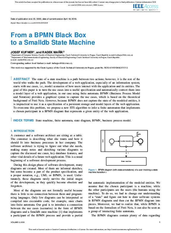 (PDF) From a BPMN Black Box to a Smalldb State Machine | Radek Mařík ...