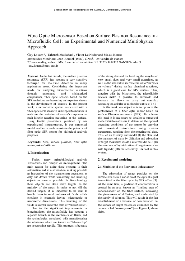 (PDF) Fibre-Optic Microsensor Based on Surface Plasmon Resonance in a ...