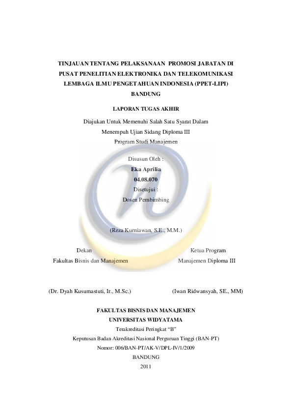 (PDF) Tinjauan Tentang Pelaksanaan Promosi Jabatan DI Pusat Penelitian ...