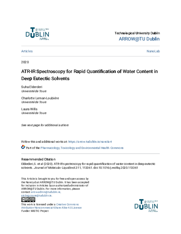 (PDF) ATR-IR spectroscopy for rapid quantification of water content in ...
