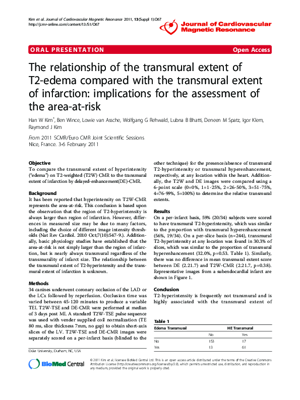 (PDF) The relationship of the transmural extent of T2-edema compared ...
