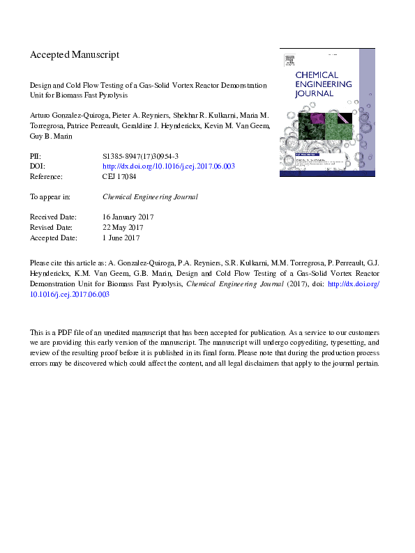 (PDF) Design and cold flow testing of a Gas-Solid Vortex Reactor ...