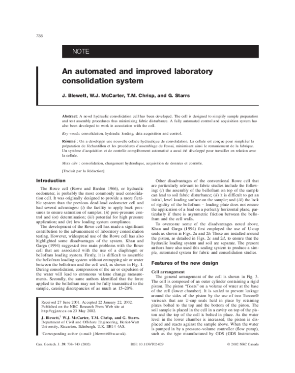 (PDF) An automated and improved laboratory consolidation system