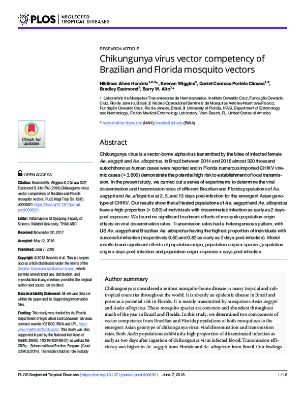 (PDF) Chikungunya virus vector competency of Brazilian and Florida ...