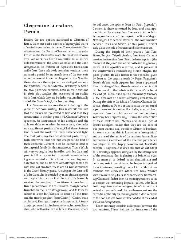 (PDF) Clementine Literature Pouderon