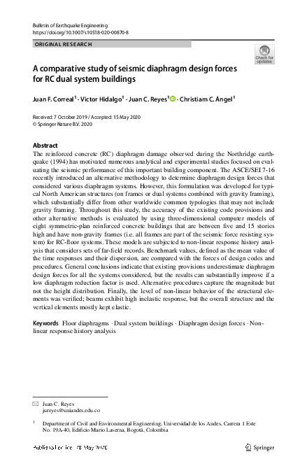 (PDF) A comparative study of seismic diaphragm design forces for RC ...