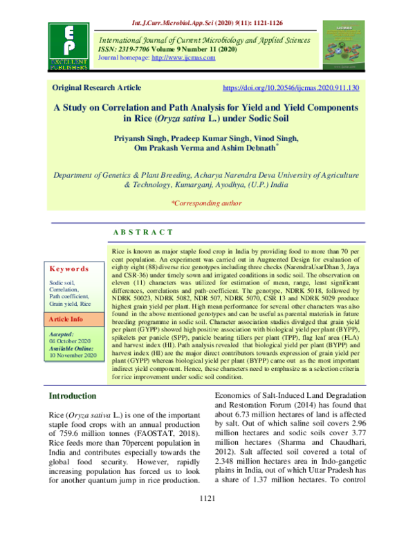 (PDF) A Study on Correlation and Path Analysis for Yield and Yield ...