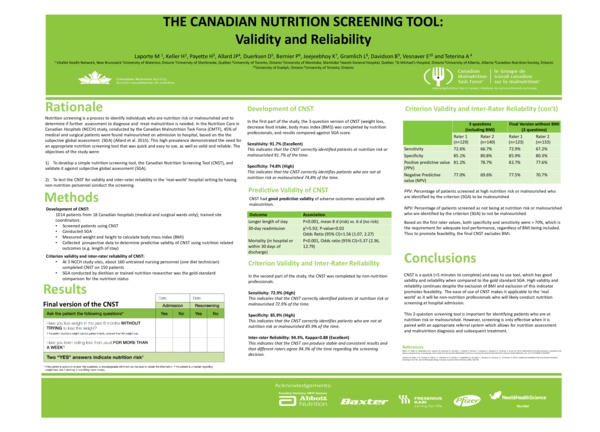 (PDF) THE CANADIAN NUTRITION SCREENING TOOL: Validity and Reliability ...