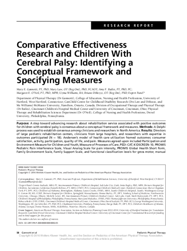 (PDF) Comparative Effectiveness Research and Children With Cerebral ...