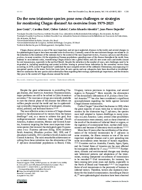 (PDF) Do the new triatomine species pose new challenges or strategies ...
