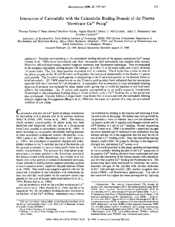 (PDF) Interaction of calmodulin with the calmodulin binding domain of ...