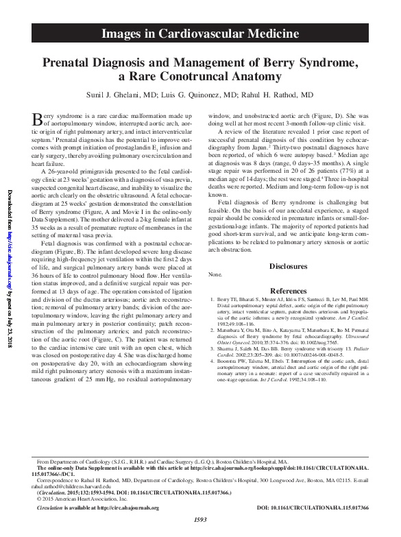 (PDF) Prenatal Diagnosis and Management of Berry Syndrome, a Rare ...